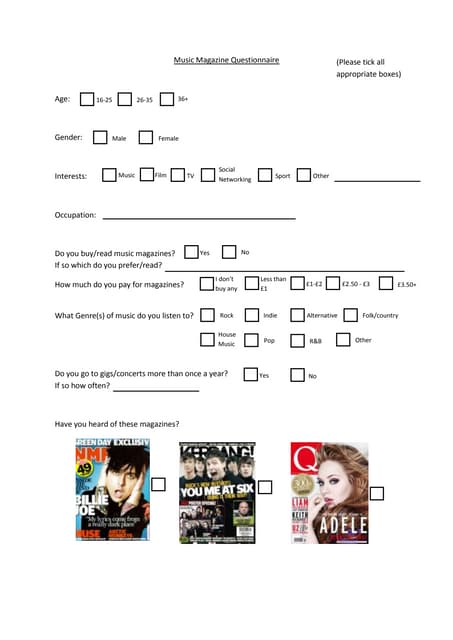 Music Questionnaire | PDF