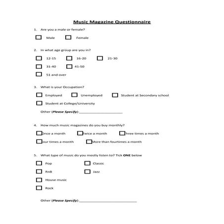 Music questionnaire | DOCX