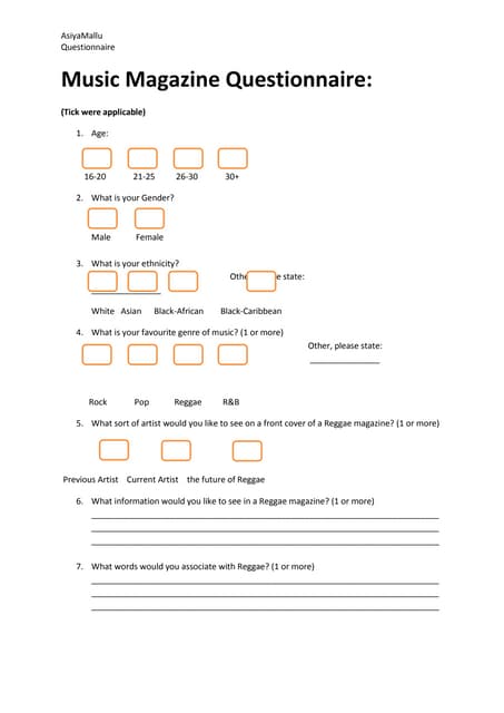 Magazine questionnaire | DOCX