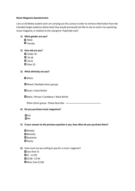 Questionnaire | PDF