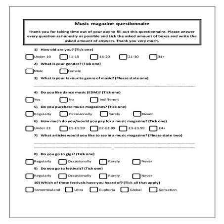 Music magazine questionnaire | DOCX