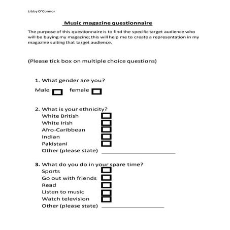 Music magazine questionnaire | DOCX