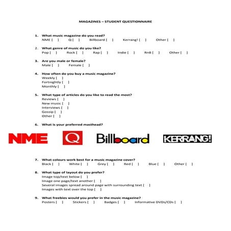 Questionnaire For Media | DOC