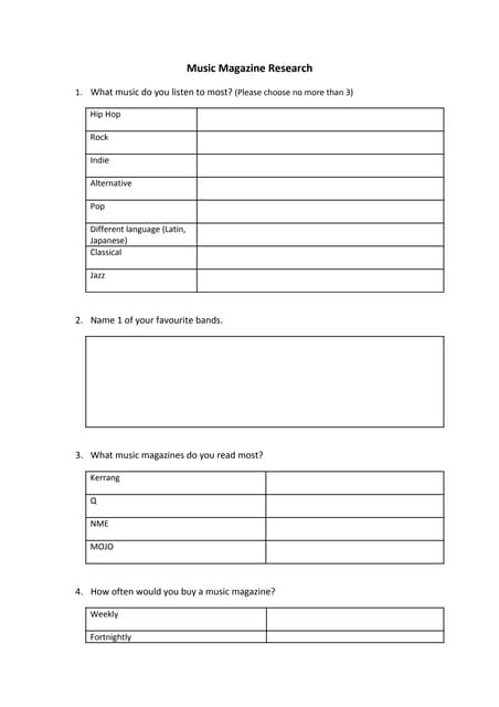 Magazine questionnaire | DOCX