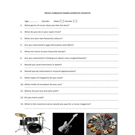 Pop magazine questionnaire