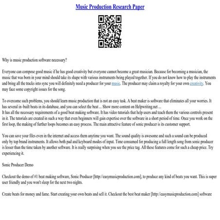 Music Production Research Paper | PPT