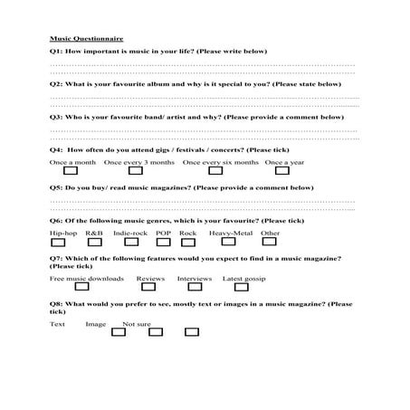 Music questionnaire | DOCX