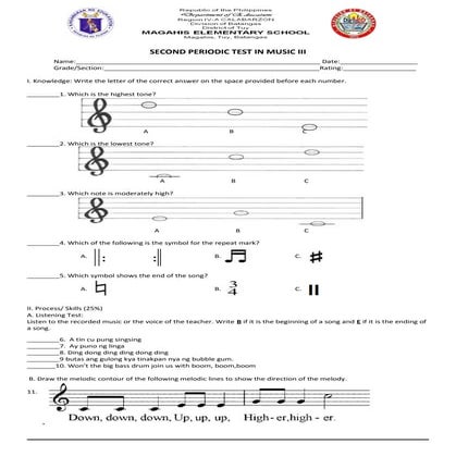 GRADE 3SECOND PERIODIC MUSIC | PDF