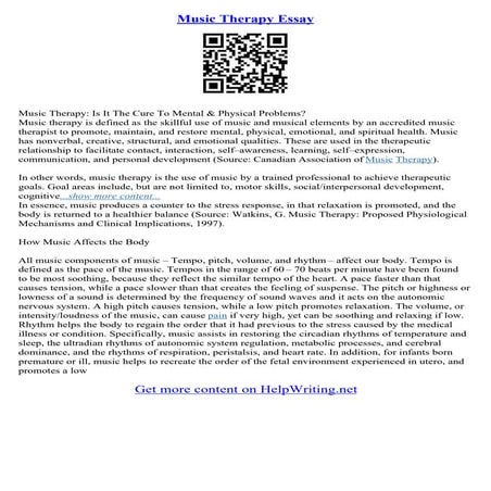 Music Therapy Essay | PDF | Classical Music | Music