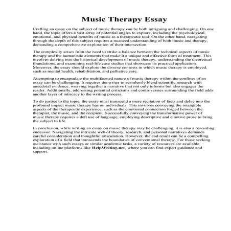 Music Therapy Essay | PDF