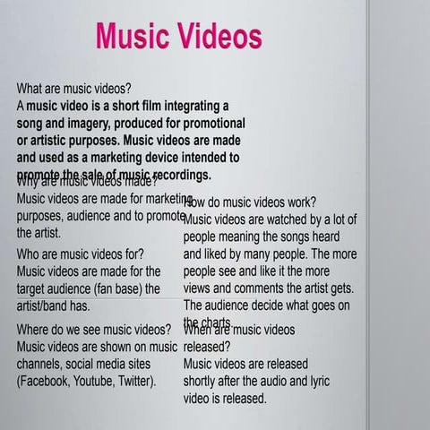 Music Videos - VEL | PPT