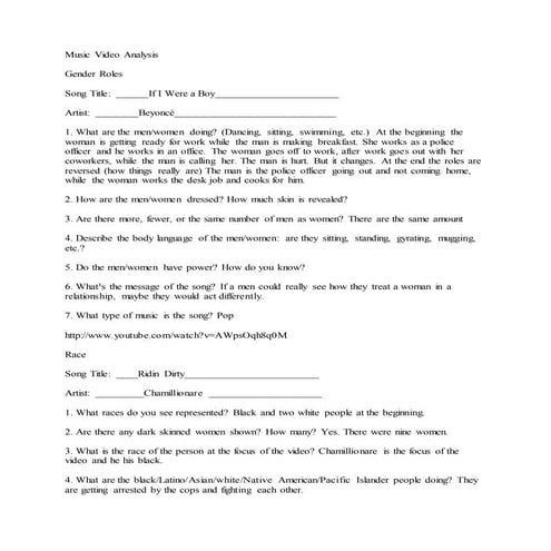 Music Video Analysis | DOCX