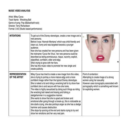 Music video analysis grid 1 | PPT