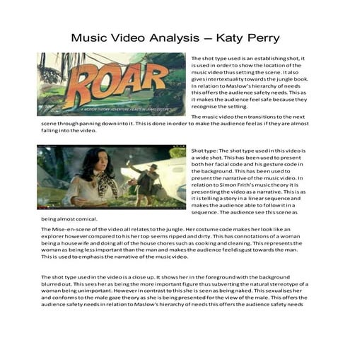 Music video analysis – katy perry | DOCX