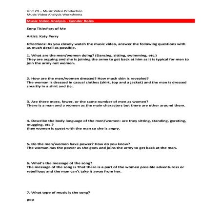 Music video analysis_worksheets_ms_word_version | DOCX | Music ...