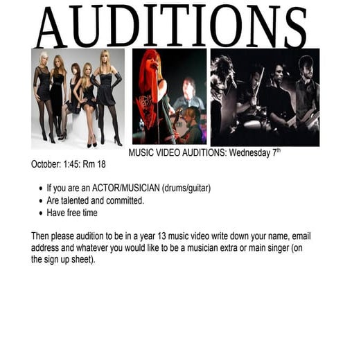 Music Video Auditions Poster | DOC