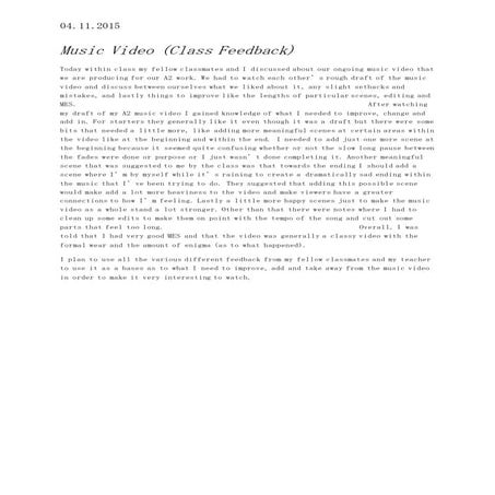 Music video (class feedback) | PDF