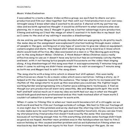 Music video evaluation | DOCX