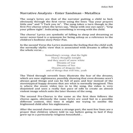 Music video narrative analysis | DOCX