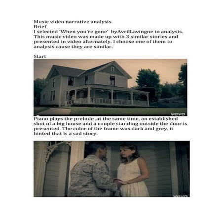 Music video narrative analysis | DOCX