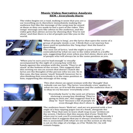 Music Video Analysis - Everybody Hurts REM | DOCX