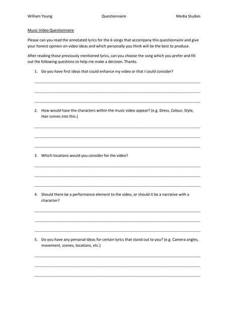 Questionnaire | DOCX