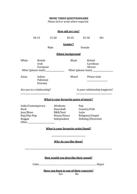Music magazine research (questionaire) | DOCX