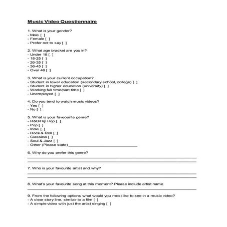 Music questionnaire | DOCX