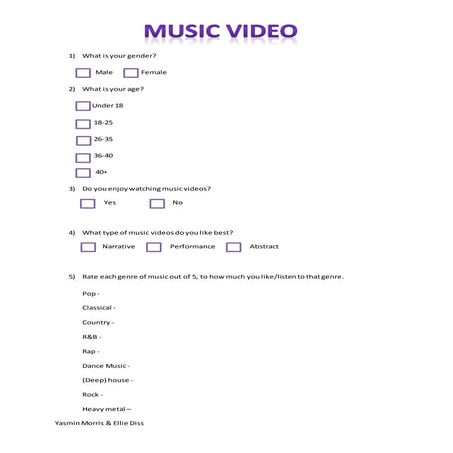 Music video questionnaire | DOCX