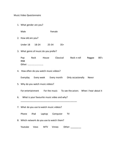Music questionnaire | DOCX