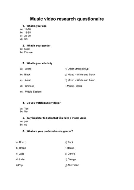 Music questionnaire | DOCX