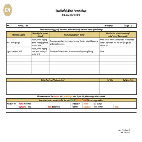Music video risk assessment | PDF