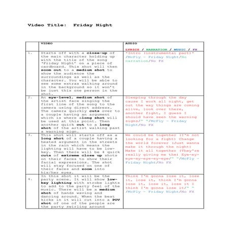 Music video script | DOCX