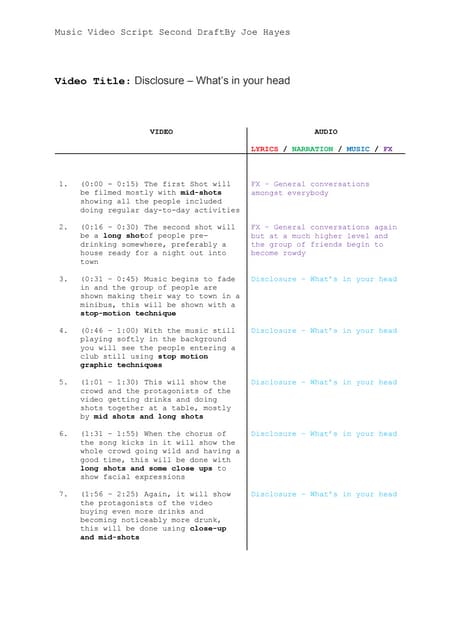 Music video script_template finished | PDF