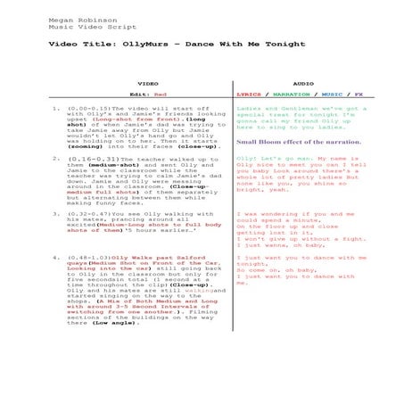 Music video script_template 2 | DOCX