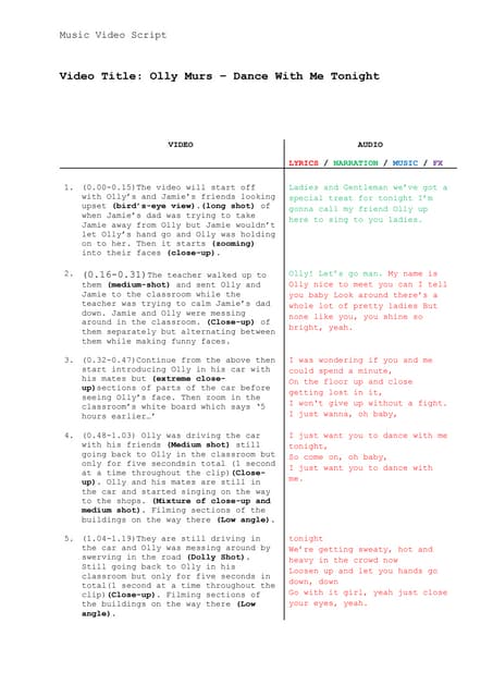 Music video script_template 2 | PDF