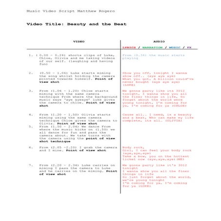 Music Video Script Template Docx