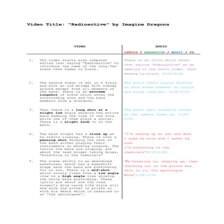 Music video script_template_1 dannys script | PDF