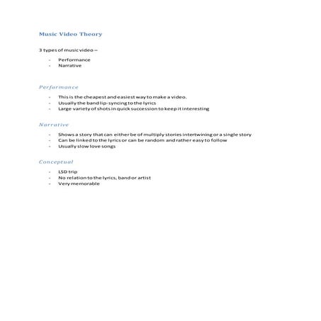 Music video theory | DOCX