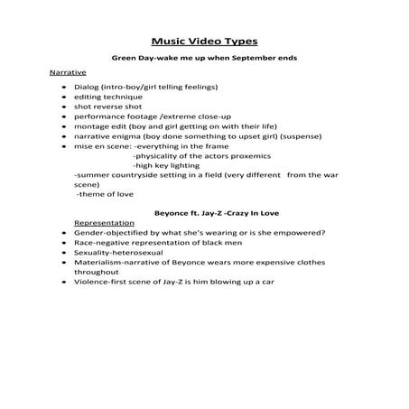 Music video types | PDF