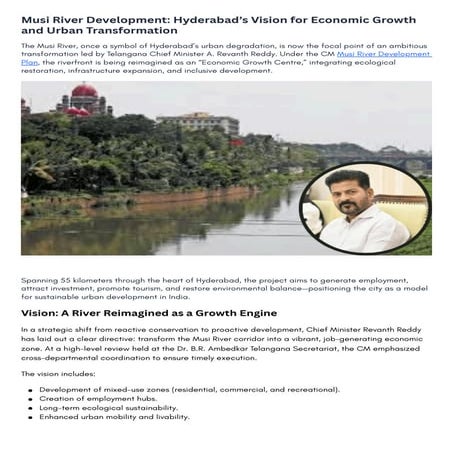 Musi River Development: Hyderabad’s Vision for Economic Growth and ...