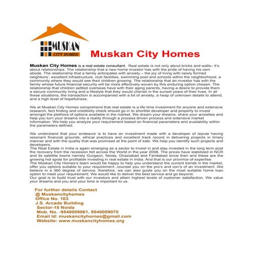 Muskan city homes is a real estate consultant | PDF
