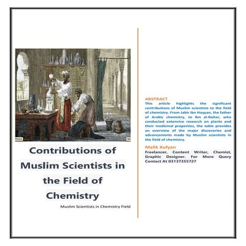 The Contribution of Muslim Scientists in the Field of Chemistry | PDF