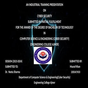 Introduction to Cyber Security Industrial Training Presentation | PPTX