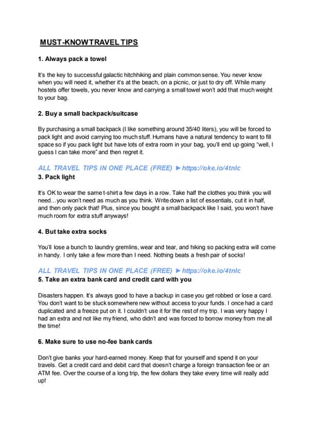 tips you have to know before you travel | PDF