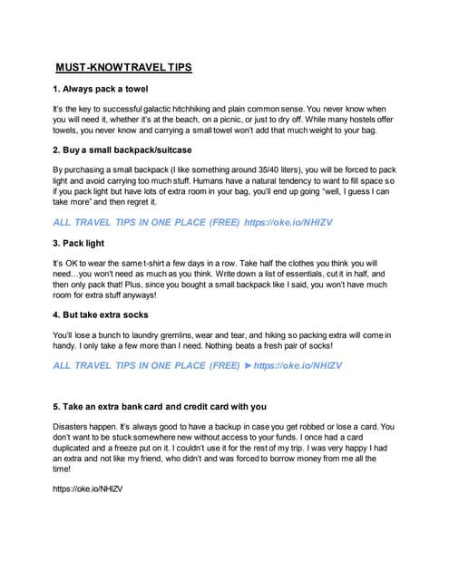 Travel tips | PDF
