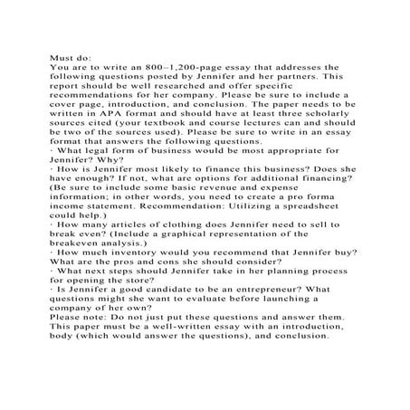 Must doYou are to write an 800–1,200-page essay that addresses .docx