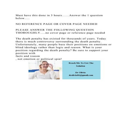 Must have this done in 5 hours.......Answer the 1 question below.....docx