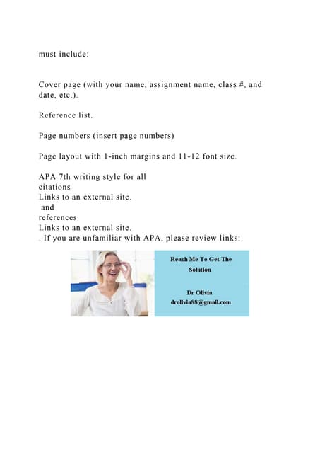 must includeCover page (with your name, assignment name, clas | PDF must includeCover page (with your name, assignment name, clas | PDF