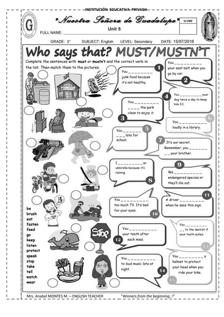 Must mustn't 5a | PPT